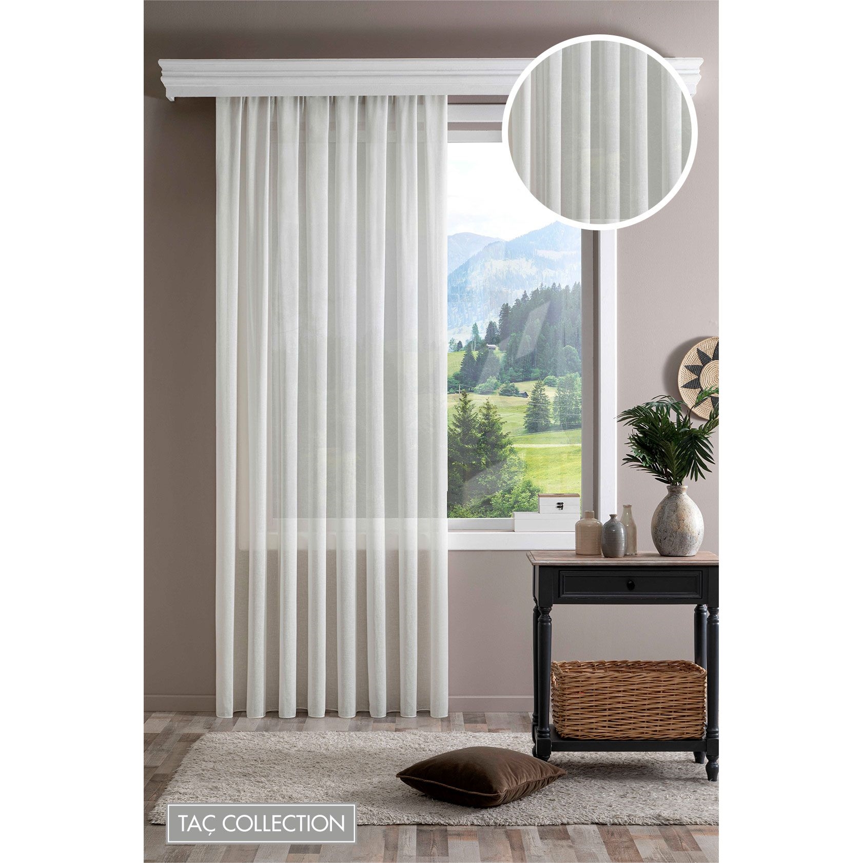 Taç Waves Tül Perde Ekru ( Max Yükseklik : 290 cm ) | Tac.com.tr