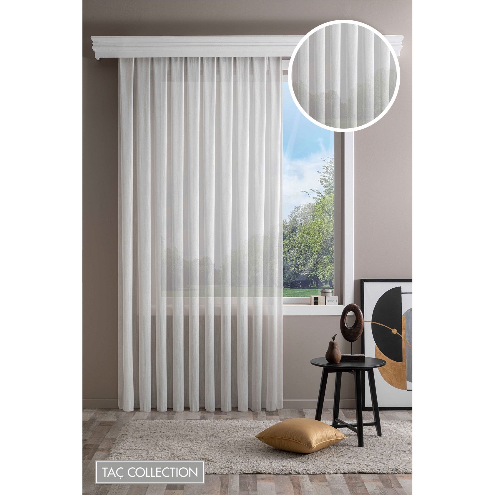 Taç Lıbya Tül Perde Bej ( Max Yükseklik : 285 cm ) | Tac.com.tr