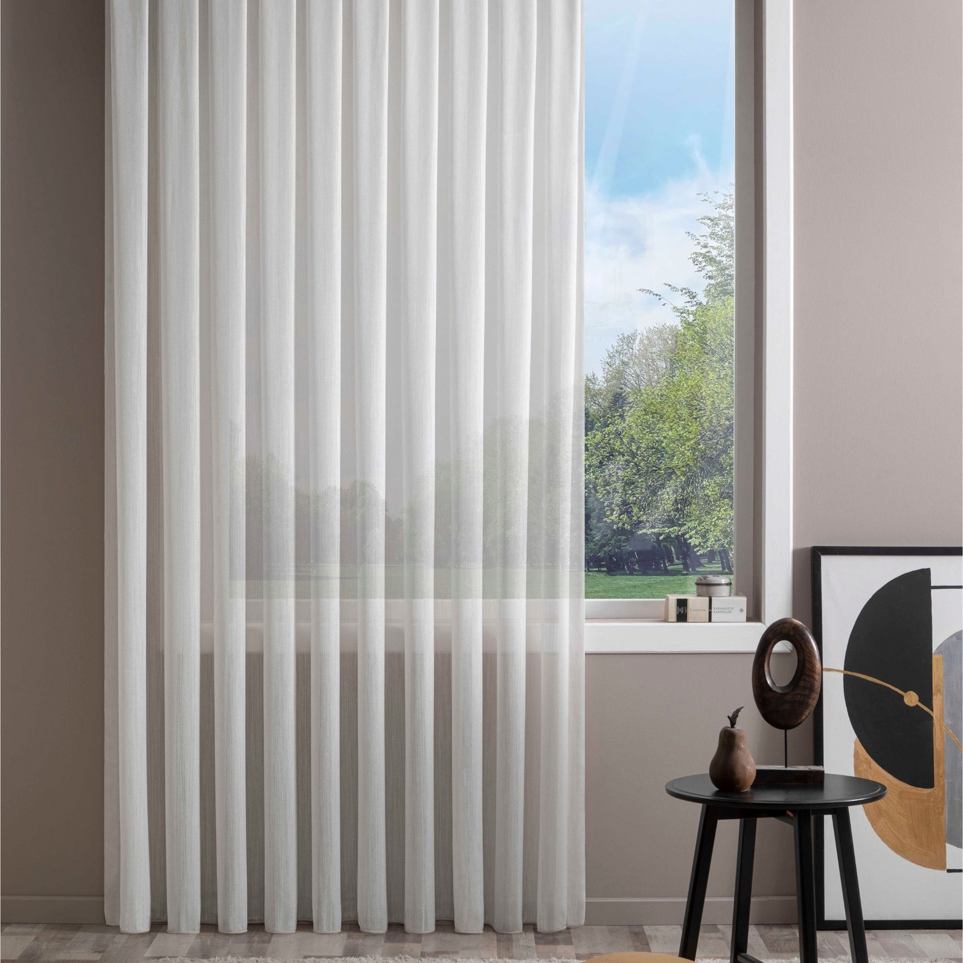 Taç Lıbya Tül Perde Bej ( Max Yükseklik : 285 cm ) | Tac.com.tr